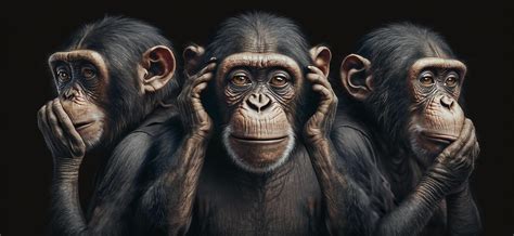 Illustration Of 3 Intelligent Looking Chimpanzee Monkeys Content