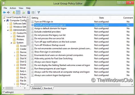 How To Disable Picture Password Sign In Option In Windows 1110