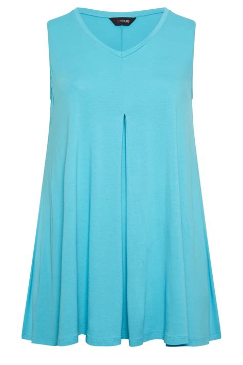 Yours 2 Pack Plus Size White And Turquoise Blue Swing Vest Tops Yours