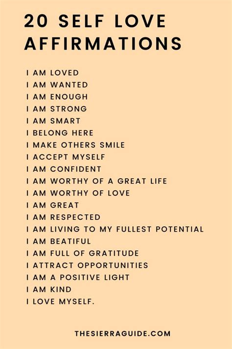 Printable Self Love Affirmations