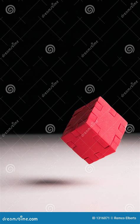 Floating Red Puzzle Cube Stock Image Image Of Geometrical