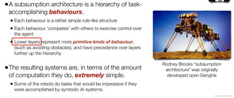 【comp329 lec 2 agent and robot architectures】 subsumption reactive