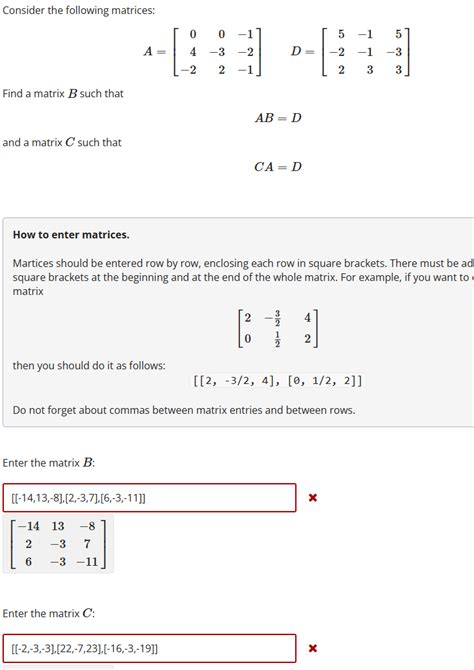 Solved How To Enter Matricesmartices Should Be Entered Row