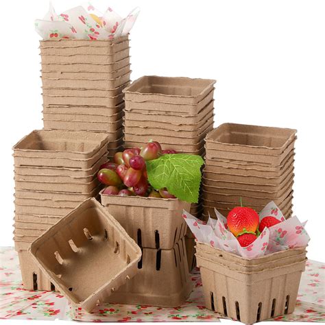 Uiifan 150 Pcs 1 Pint Molded Pulp Fiber Basket Produce