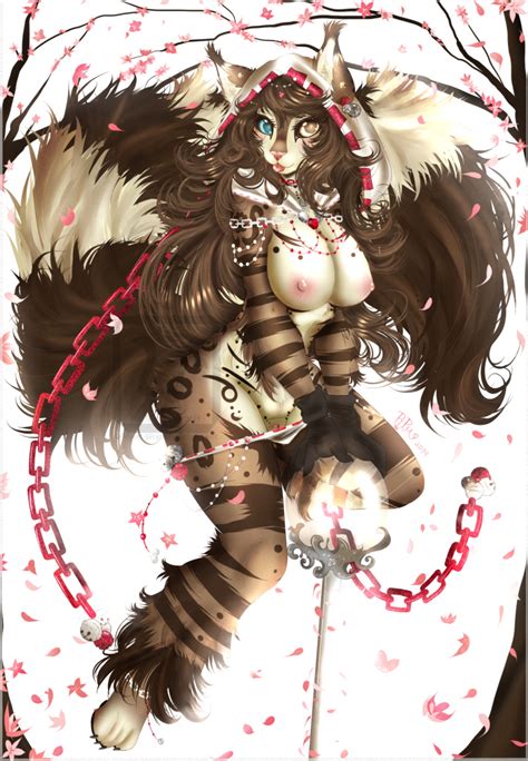 Rule 34 Anthro Areola Breasts Brown Fur Brown Hair Chains Clothed Clothing Feline Female Fur