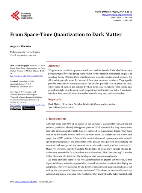 Pdf From Space Time Quantization To Dark Matter