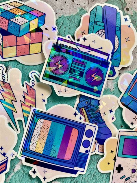 Pack Of 9 Waterproof Vinyl Retro 80s Stickers Vintage 80s Etsy