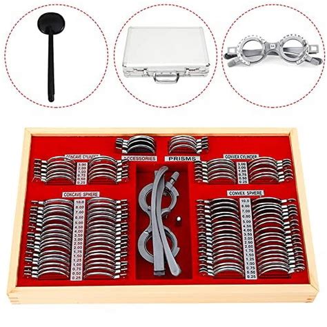 104 Pcs Optical Trial Lens Set Metal Rim Optometry Kit Box A Free