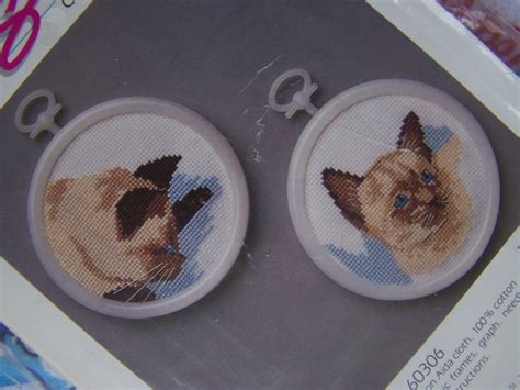 Siamese Kittens Counted Cross Stitch Craft Kits Pair Of Frames