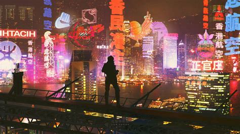Assorted Neon Signages Ghost In The Shell Cityscape Cyberpunk Hd