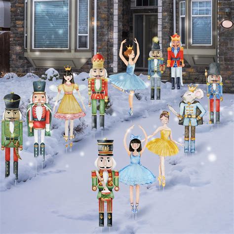 Bbto 12 Pcs Christmas Nutcracker Yard Signs With Stakes