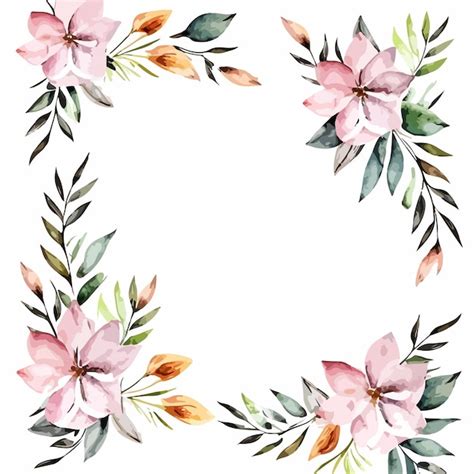 Flores Em Aquarela Sobre Fundo Branco Foto Premium