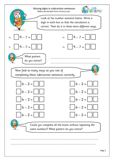 Missing Digits In Subtraction Sentences Subtraction Maths Worksheets