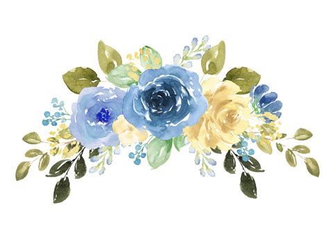 Hand Painted Blue Watercolor Flower Png Transparent Acuarela Floral