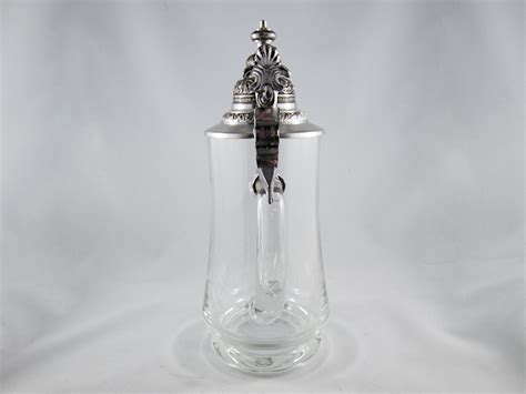 Vintage Glass Beer Stein With Zinn Pewter Lid Vintage Collectibles
