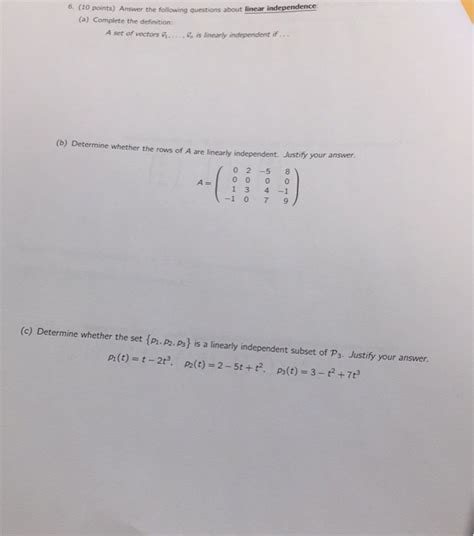 Solved 6 10 Points Answer The Following Questions About