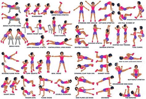 Sport Exersice Silhouettes Of Woman Doing Exercise Stock Illustration
