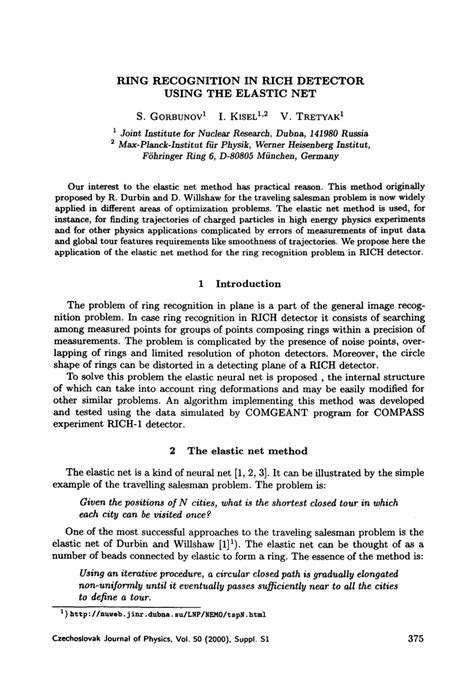 Pdf Ring Recognition In Rich Detector Using The Elastic Net