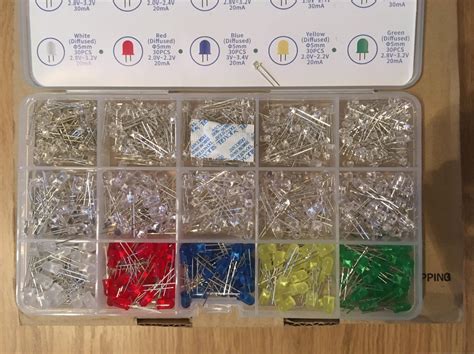 Elegoo 600pcs Assorted Led Diodes Kit 3mm And 5mm Diffused And Clear