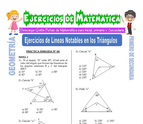 Lineas Notables En Un Triangulo Ejercicios Y Problemas Resueltos En Pdf