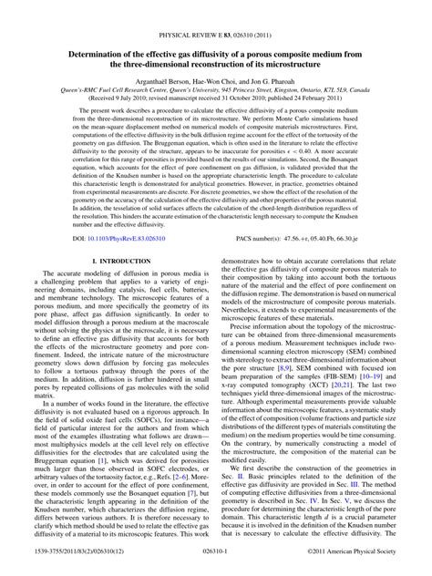 Pdf Determination Of The Effective Gas Diffusivity Of A Porous