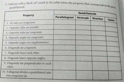 Solved C Indicate With A Check Mark In The Table Below The