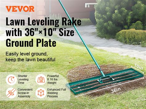Vevor Lawn Leveling Rake 36x10 Level Lawn Tool Heavy Duty Lawn