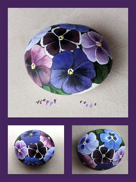 Pensées Happy rocks peinture sur galets rockpainting yvette Flickr Rock Painting