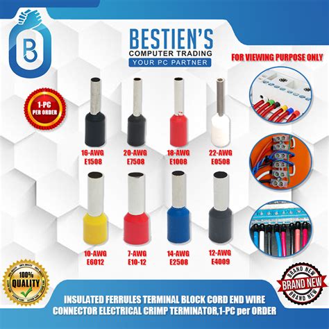 Insulated Ferrules Terminal Block Cord End Wire Connector Electrical Crimp Terminator1 Pc Per