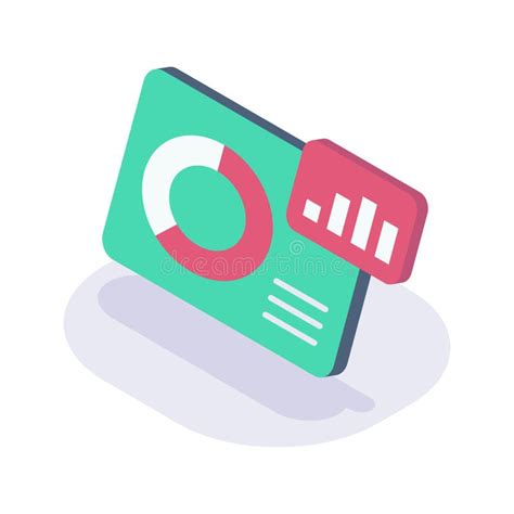 Graph Chart Circle And Bar Isometric Icon With Modern Flat Style Color Stock Illustration