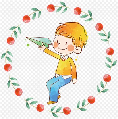 花环里玩纸飞机的男孩PNG图片素材下载 图片编号ymjxdvzx 免抠素材网