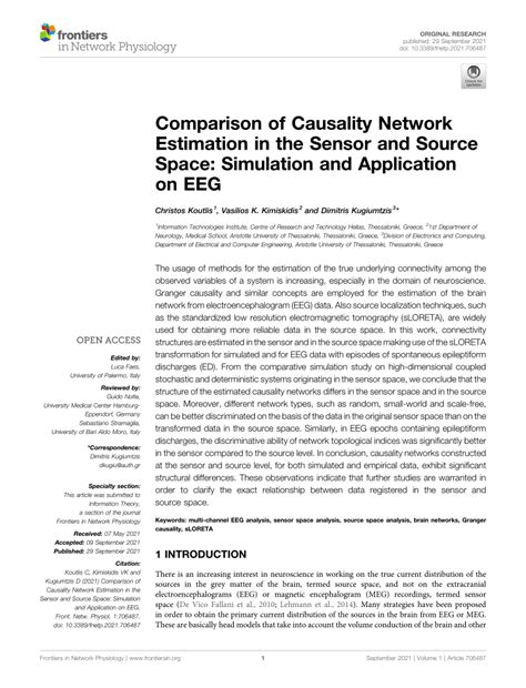 Pdf Comparison Of Causality Network Estimation In The Sensor And Source Space Simulation And
