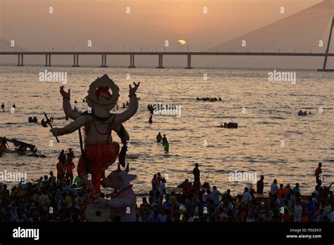 Ganesha Idol At The Procession Ending At Beach For Immersion Of The