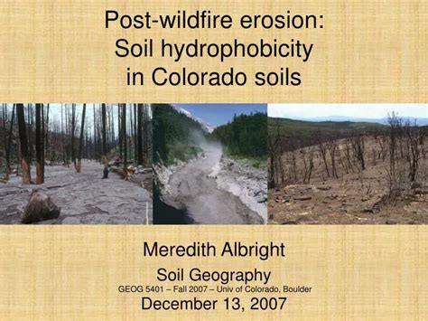 Ppt Post Wildfire Erosion Soil Hydrophobicity In Colorado Soils