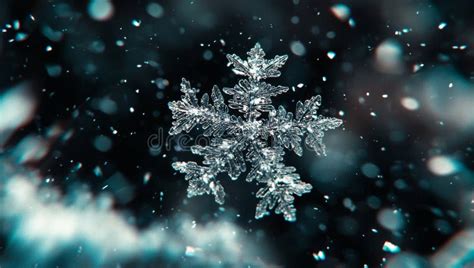 The Snowflake Is Set Against A Blue Backdrop With Bokeh Stock Image