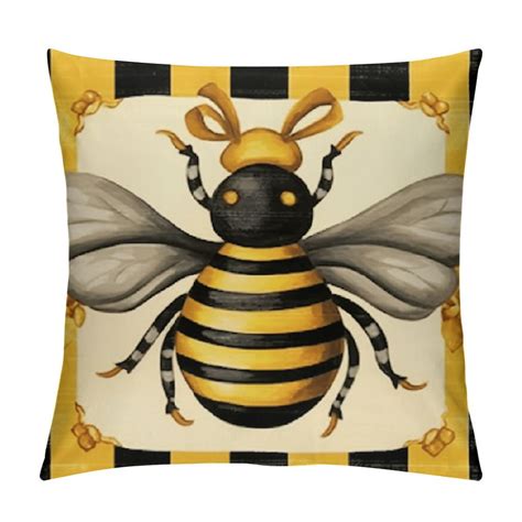 Homicozi Summer Bee Happy Bee Kind Decorative Throw Pillow Covers
