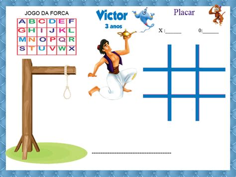 Jogo Da Forca E Jogo Da Velha Personalizado Aladim Elo7