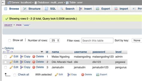 membuat login multi user level dengan php dan mysqli malas ngoding