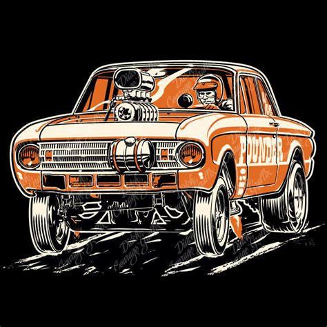 1962 Falcon Gasser Drag Racer Digital Vector File Pms Colors Etsy