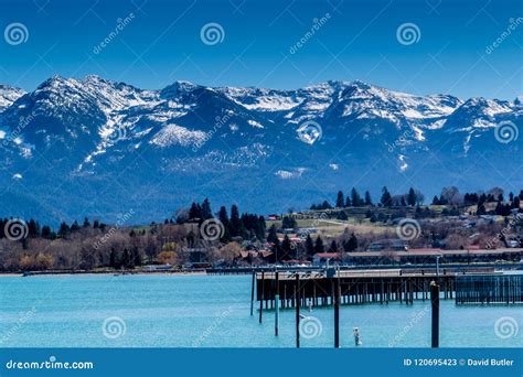Piers At The Edge Of Town On Flathead Lake Polson Montana Uni Stock