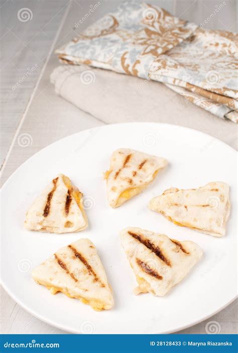 Grilled Small Cheese Quesadilla Pieces Stock Image Image Of Cheddar