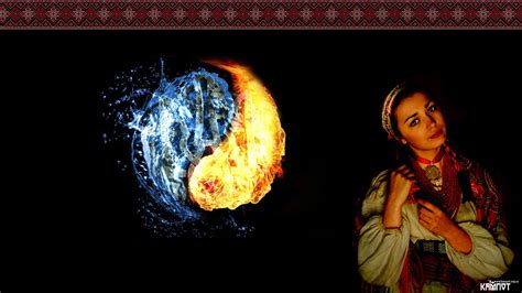 Українські дівчата Інь Янь Патріотичні шпалери на робочий стіл