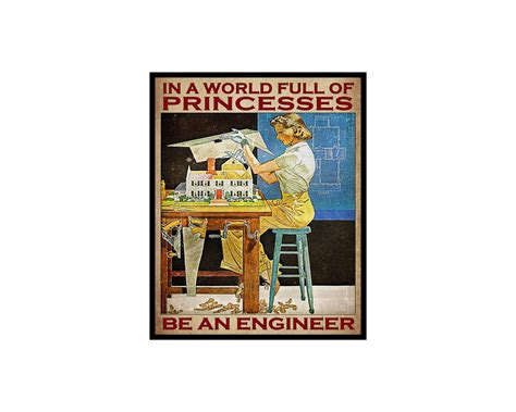 Vintage Engineer Poster Retro Motivational Print For Home Office Decor