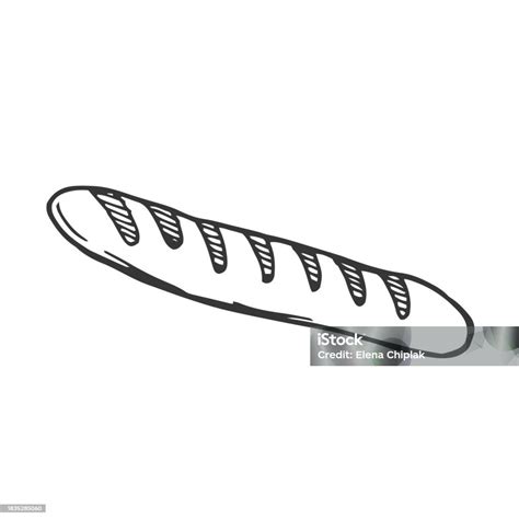 낙서 바게트 라인 아트 요소 음식 테마와 손으로 그린 스타일을 낙서하는 벡터 요소 그림 건강한 생활방식에 대한 스톡 벡터 아트