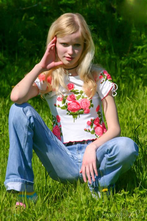 Pretty Blonde Teen Yana F Shows Off Her Petite Naked Body Outdoors CoedCherry