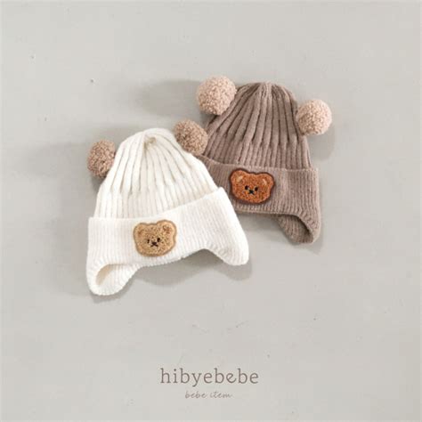 韓國代購 Hibyebebe 熊熊毛球毛帽 可愛 保暖 溫暖 毛帽 韓國童裝 正韓 冬裝 韓國童帽 兒童帽 蝦皮購物