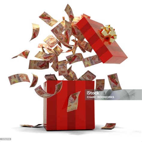 버뮤다 달러 지폐의 3d 렌더링은 열린 빨간 선물 상자에서 나오는 많은 것입니다 상자에서 날아 다니는 돈 0명에 대한 스톡 사진 및 기타 이미지 Istock