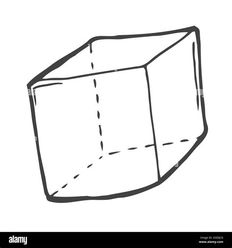 Cube Sketch Geometric Figure Square Black And White Illustration