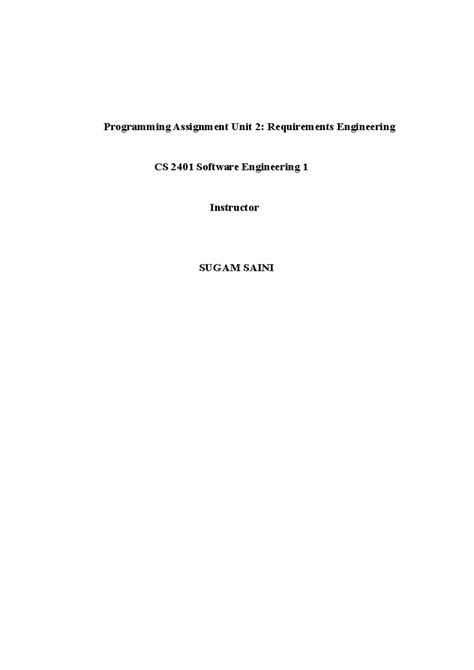 Programming Assignment Unit 2 Software Engineering Programming
