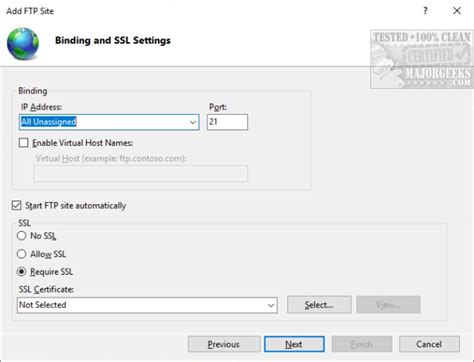 Next You Can Assign An Ip Address Port Start Automatically And Ssl Which Should Be On You